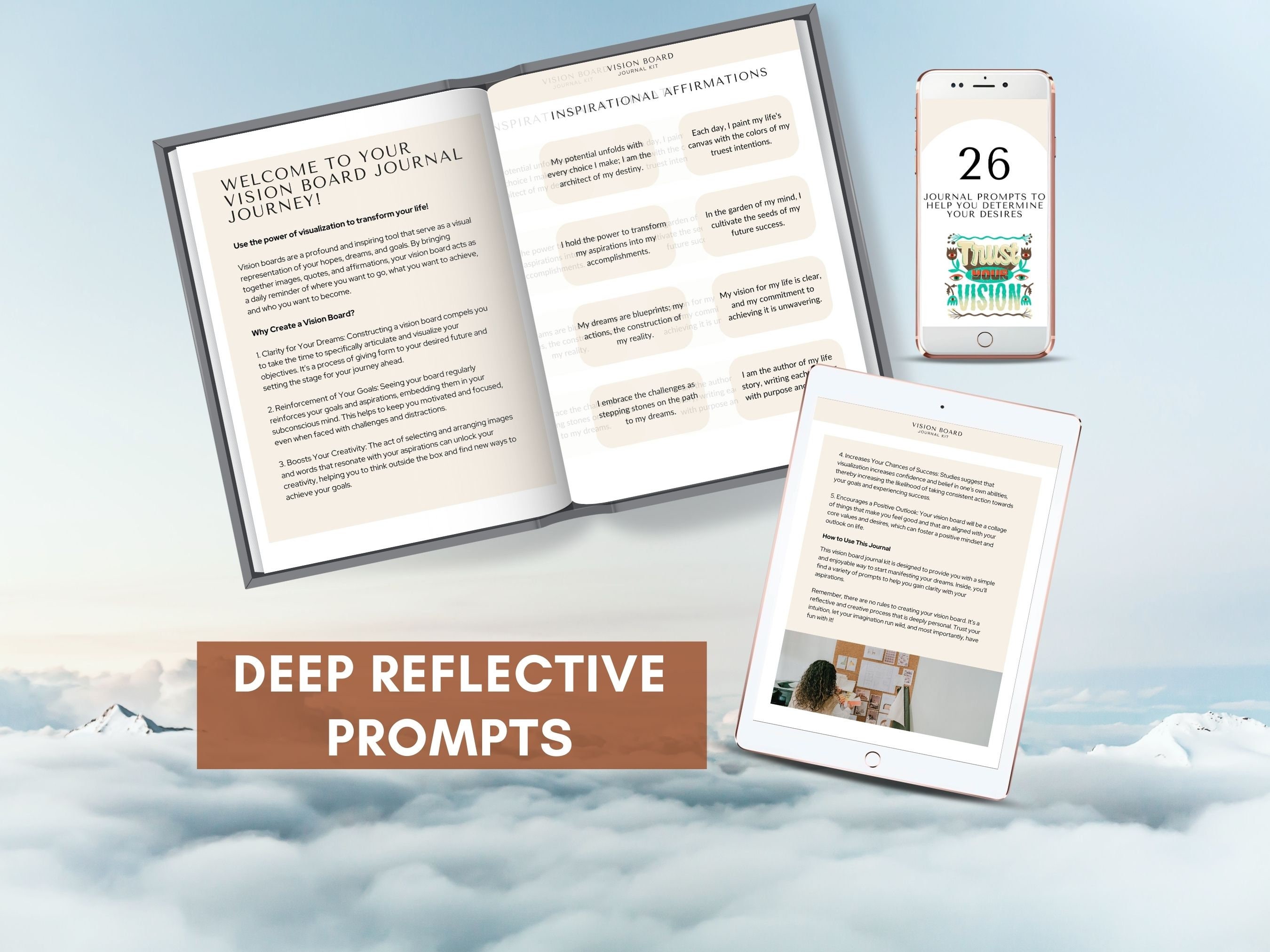 Digital Vision Board Kit | Goal Setting | Printable Journal Pages ...