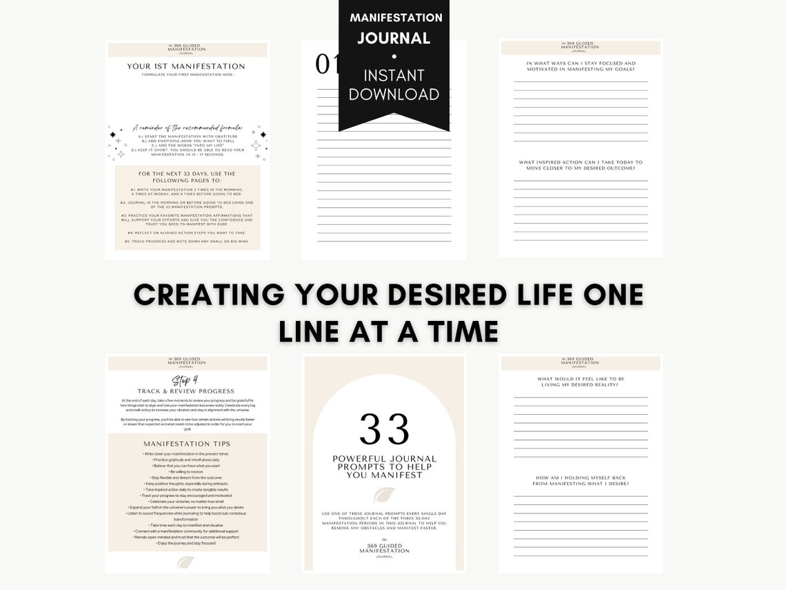 Manifestation Printable | Guided 369 Manifestation Journal | Digital ...