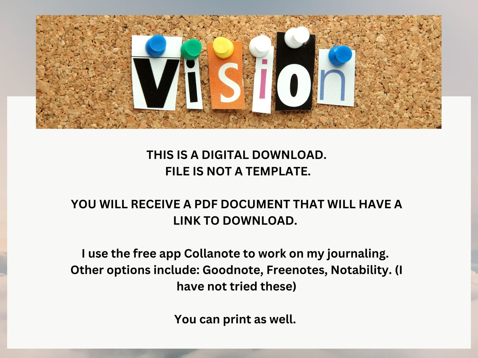 Digital Vision Board Kit | Goal Setting | Printable Journal Pages ...