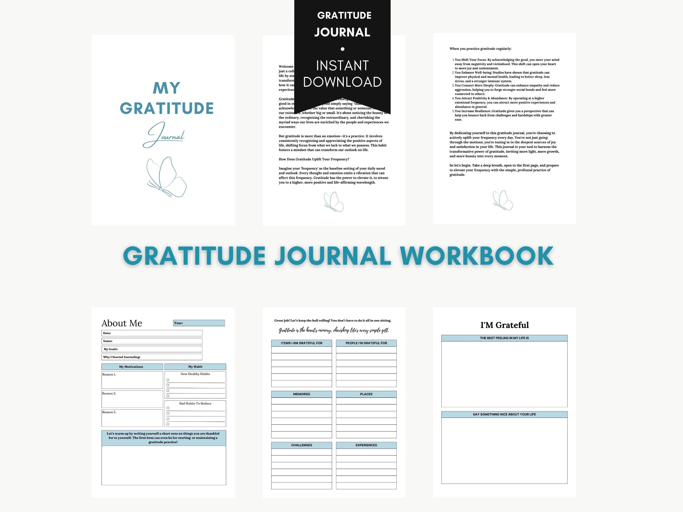 Digital Gratitude Journal Printable Wellness Journal Daily Reflection ...