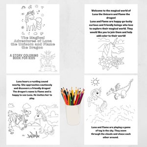 Story Coloring Pages | Unicorn & Dragon Coloring Pages | Fantasy ...