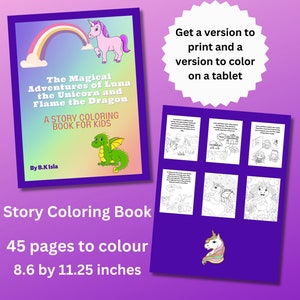 Story Coloring Pages | Unicorn & Dragon Coloring Pages | Fantasy ...