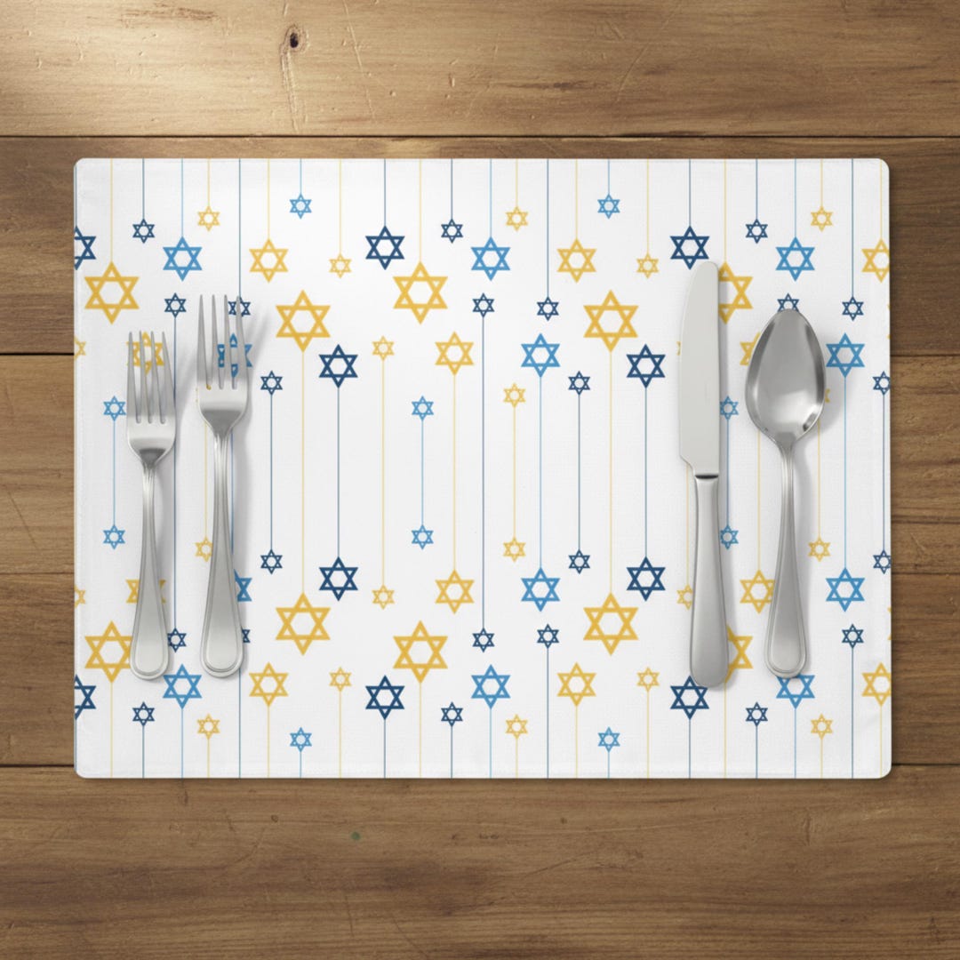 Jewish Holiday Placemat Table Setting Dinner Mat Cotton Fabric Star ...