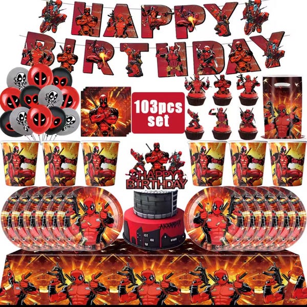 Deadpool Party Supplies - Etsy