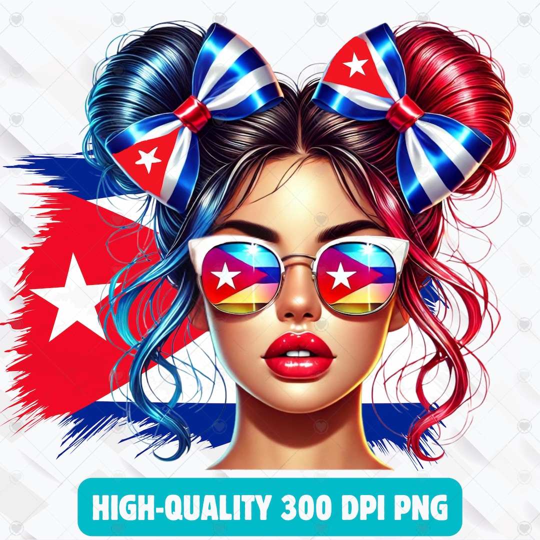 Cuban Girl PNG: Messy Bun, Cuba Flag Art (digital Download) - Etsy
