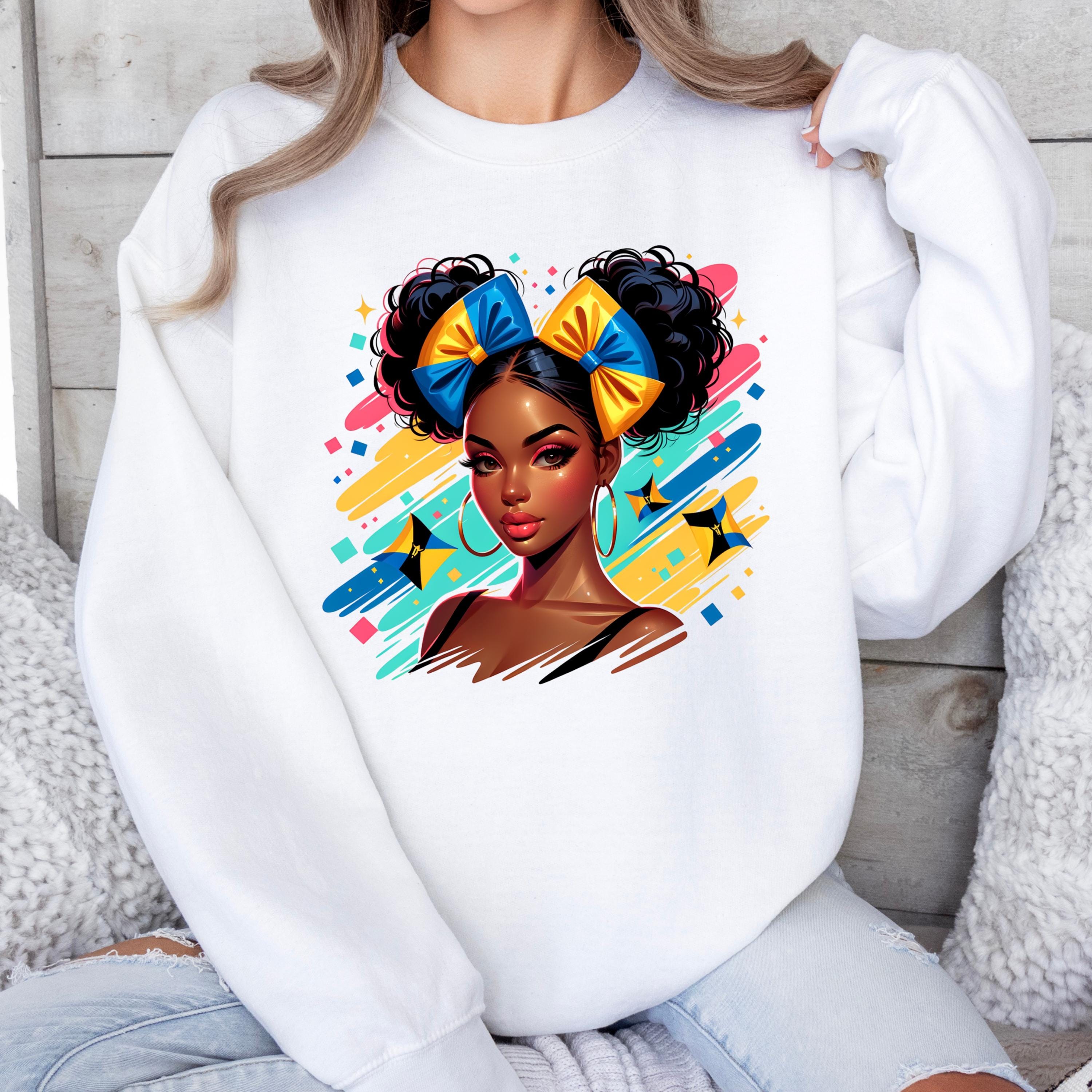 Afro Messy Bun Barbados Pride PNG: Sublimation Design (digital Download ...