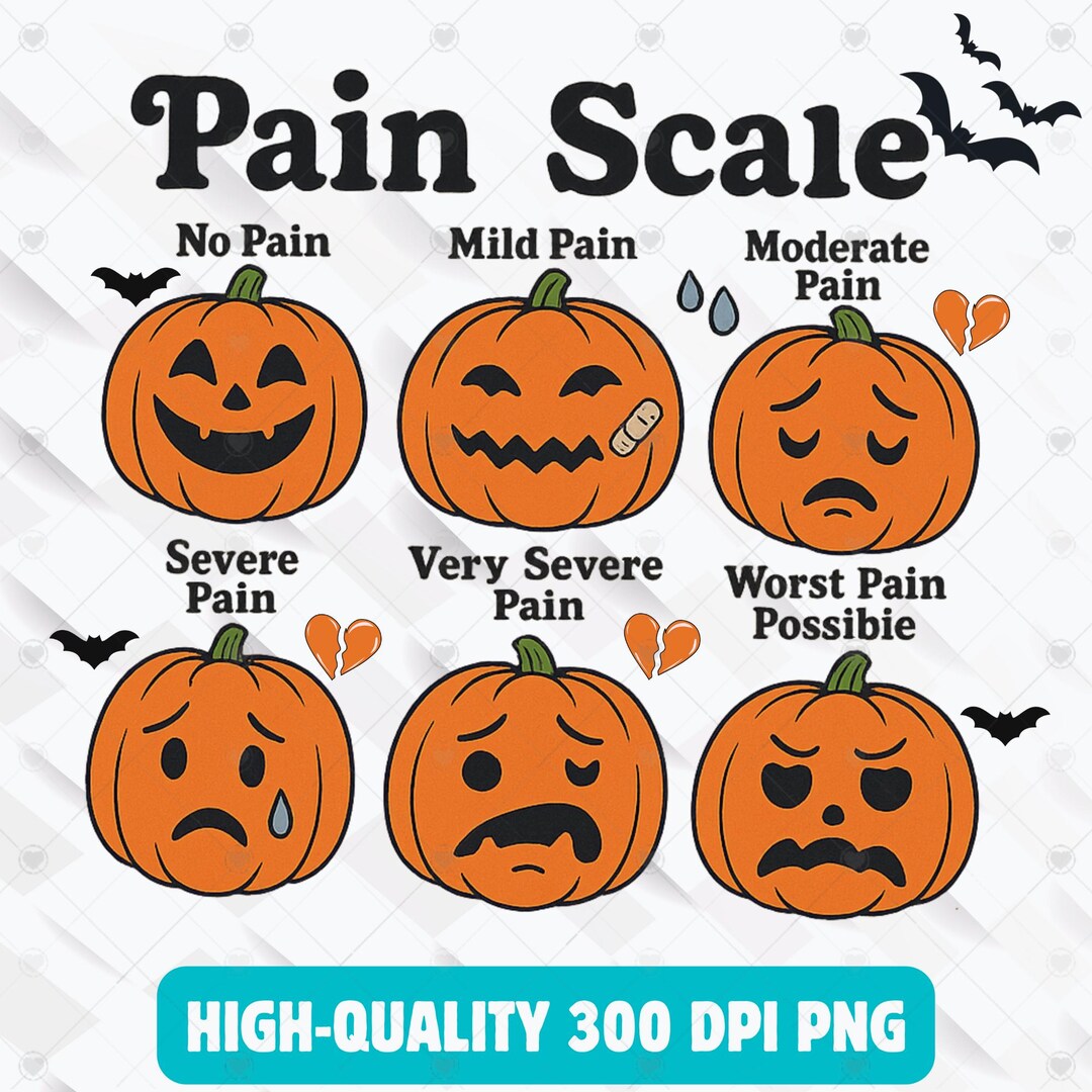 Funny Spooky Pumpkin Pain Scale: Nurse Halloween Clipart (digital ...