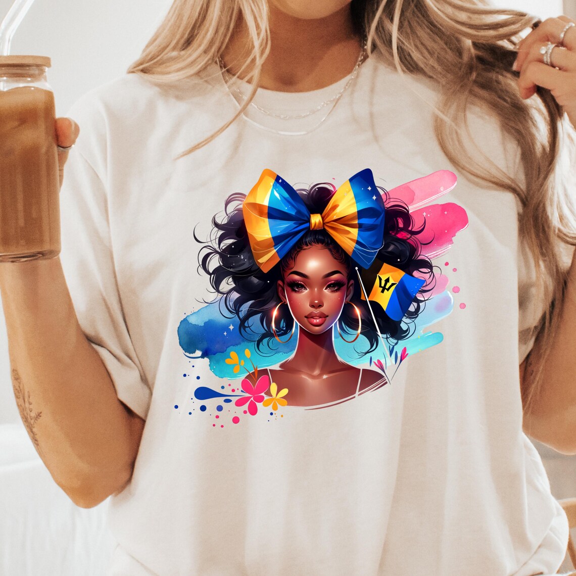Barbados Pride Afro Messy Bun PNG: Sublimation Design (digital Download ...
