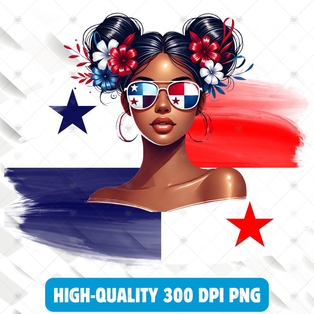 Panama Png,proud Panamanian Afrolatina Messy Bun Png Sublimation Design ...