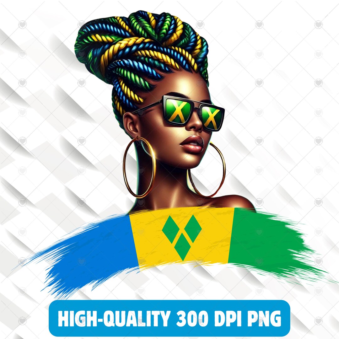 Saint Vincent Sublimation Design Vincy Girl Afro Messy Bun Grenadines ...