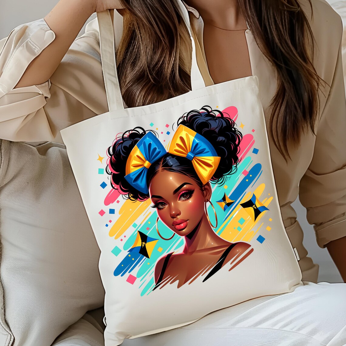 Afro Messy Bun Barbados Pride PNG: Sublimation Design (digital Download ...