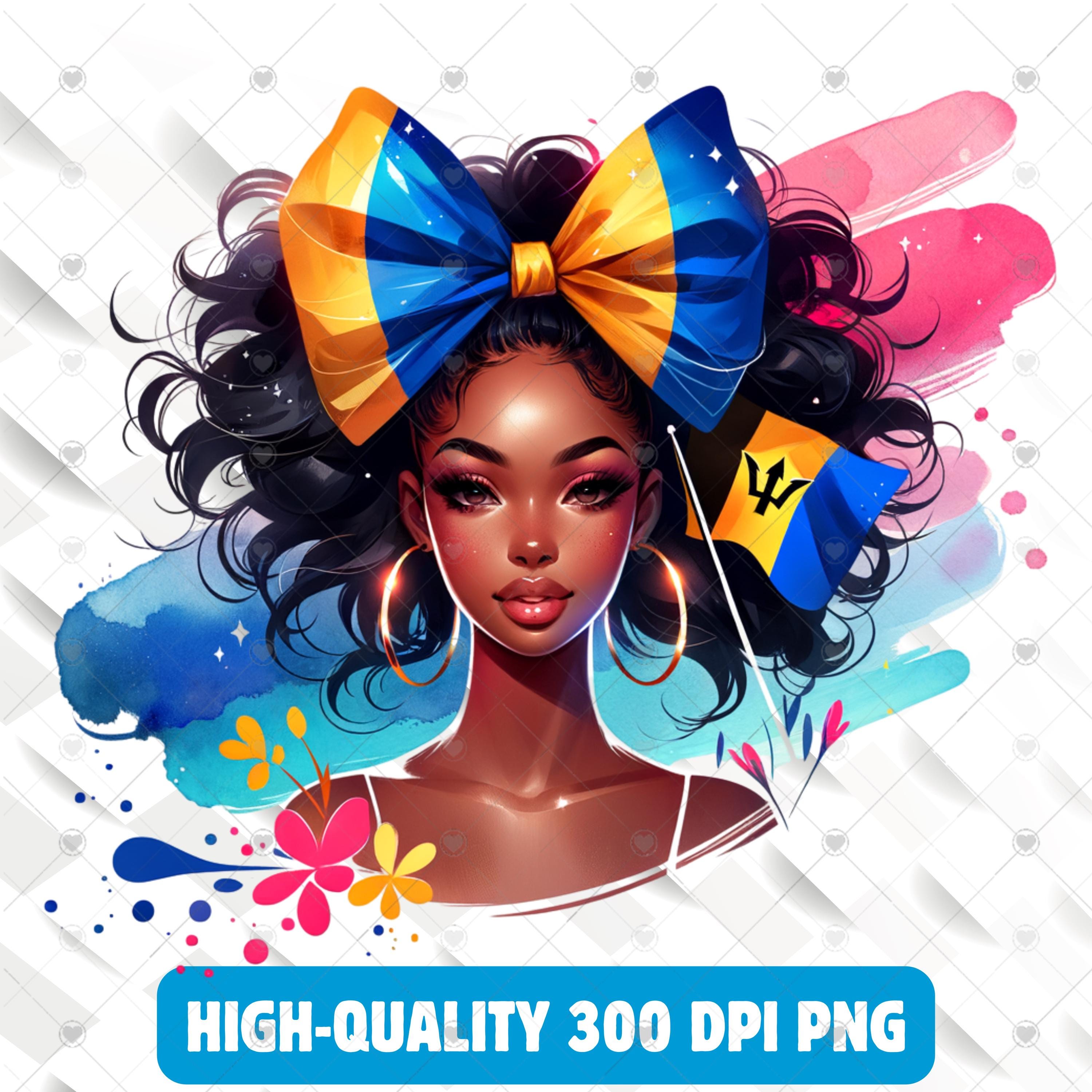 Barbados Pride Afro Messy Bun PNG: Sublimation Design (digital Download ...