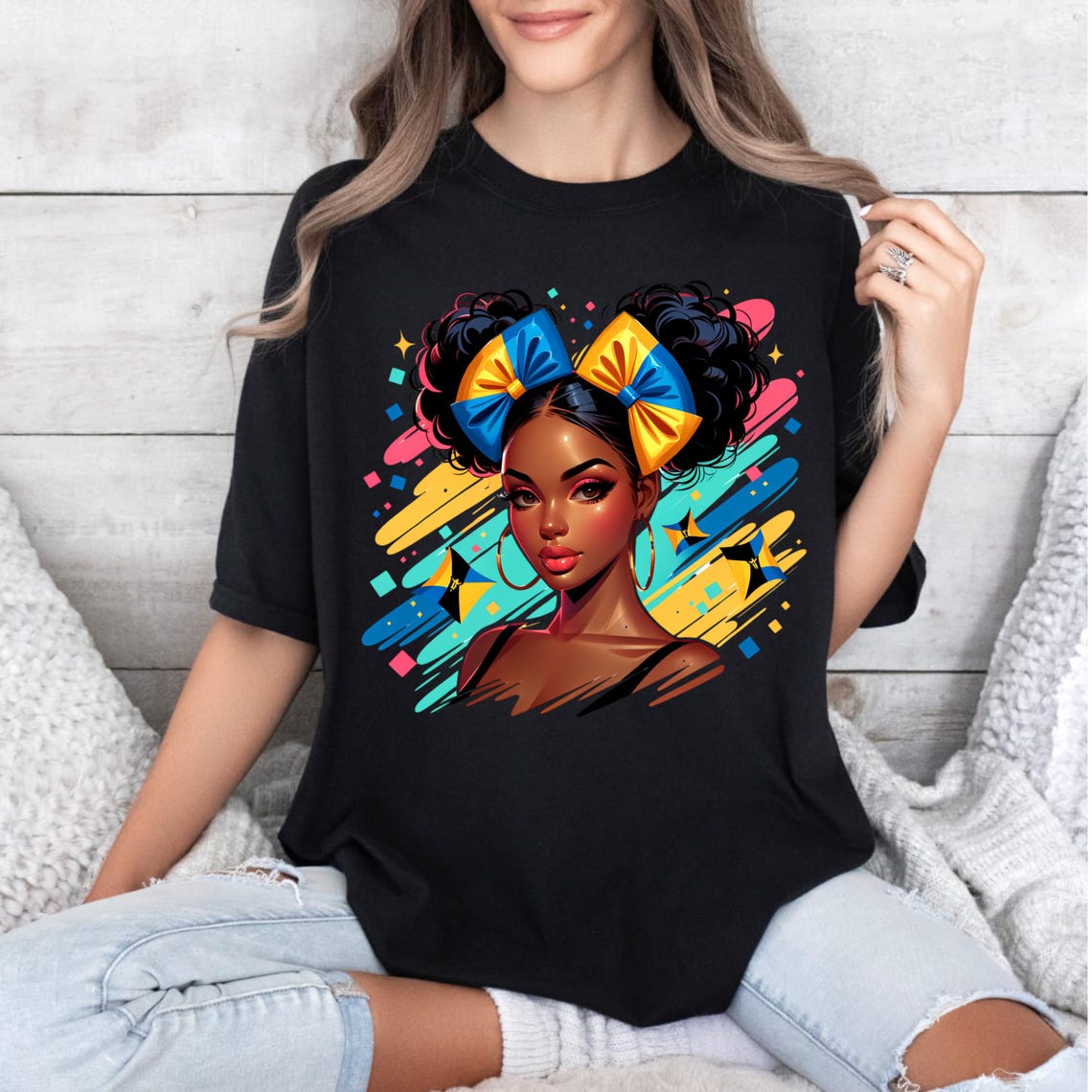 Afro Messy Bun Barbados Pride PNG: Sublimation Design (digital Download ...