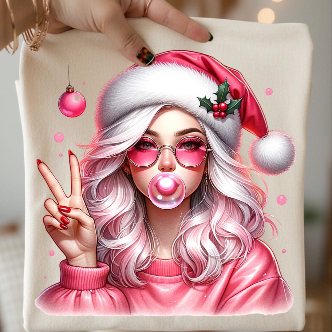 Pink Christmas Girl Clipart: Watercolor Festive Art (PNG) - Etsy