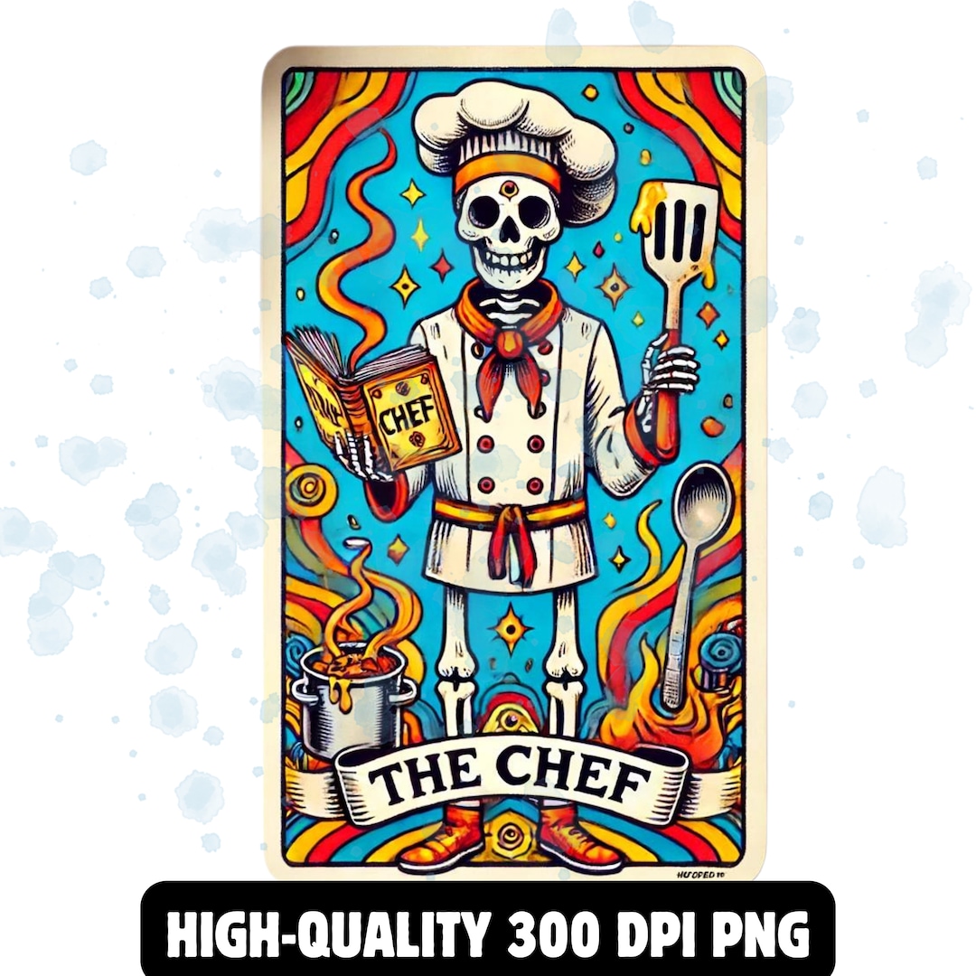 Tarot Card the Chef Png,skeleton Cook Sublimation Design,cool Dad Skull ...