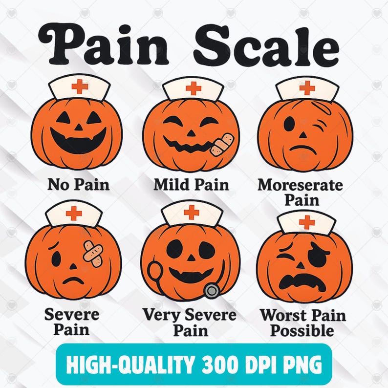 Nurse Halloween PNG: Spooky Pain Scale Pumpkin (digital Download) - Etsy