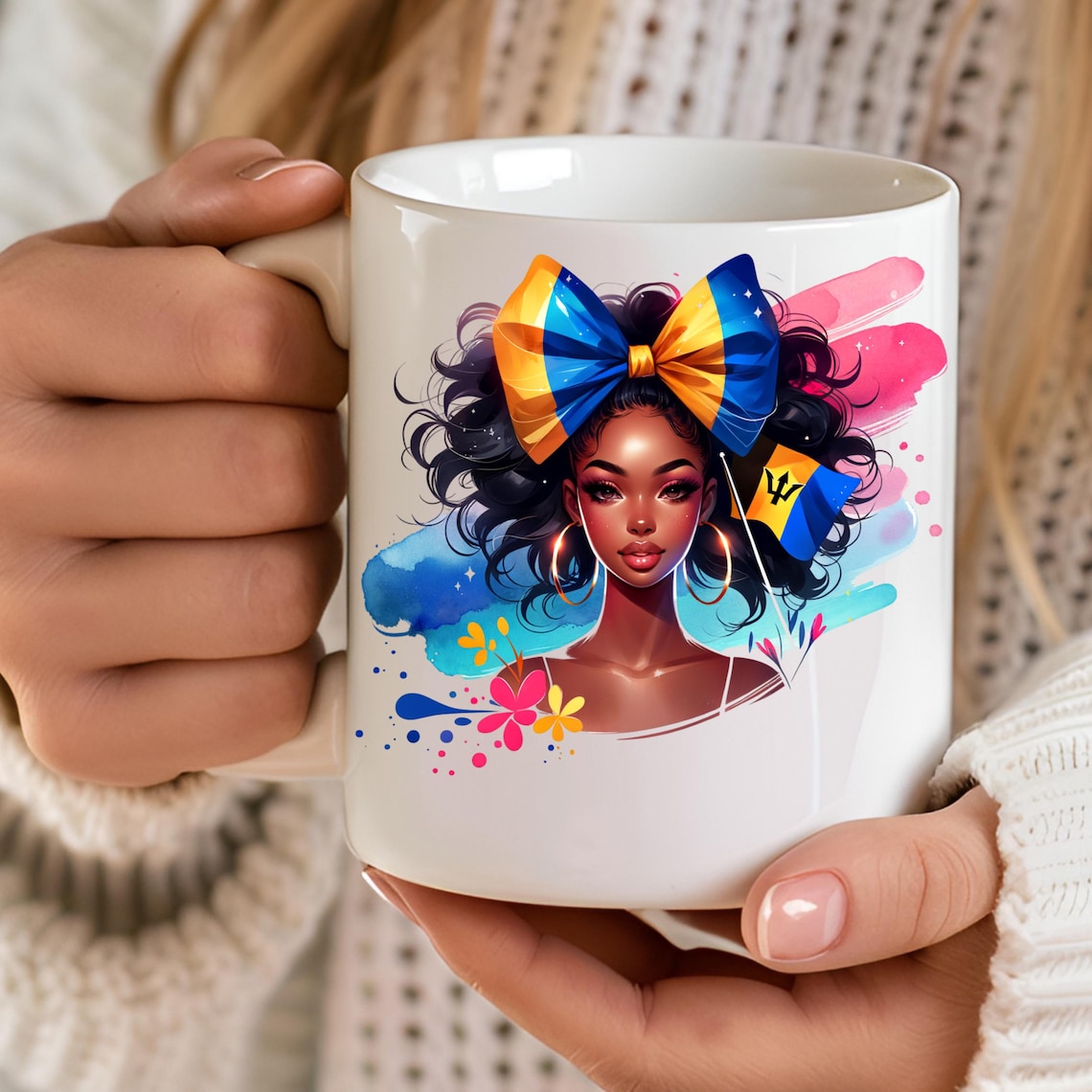 Barbados Pride Afro Messy Bun PNG: Sublimation Design (digital Download ...