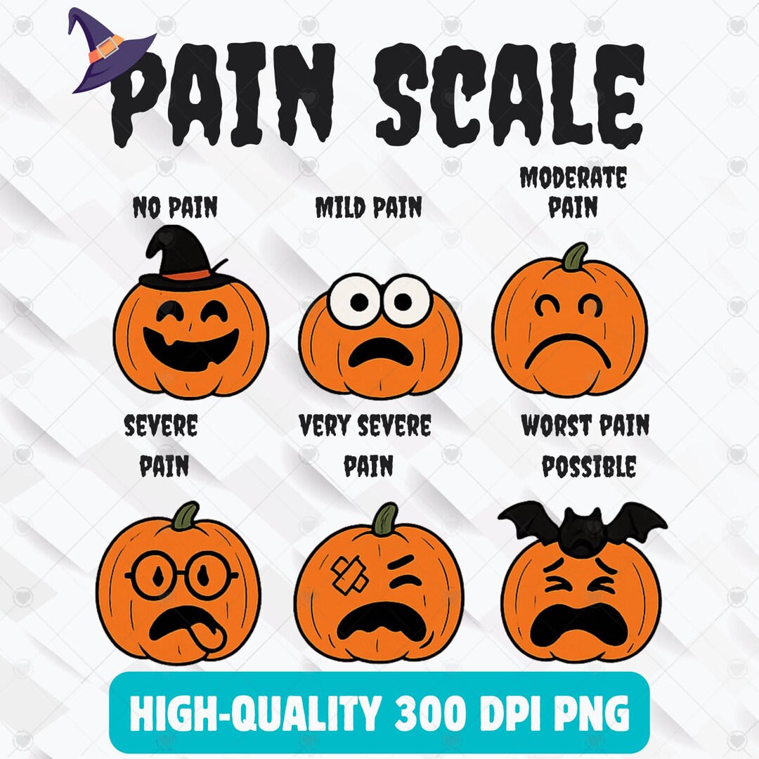 Pain Scale Spooky Pumpkin,funny Pumpkin Faces Digital Download,nurse ...