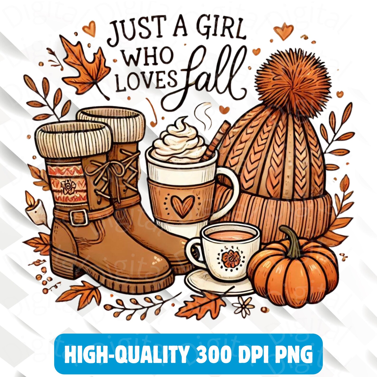 Fall Lover PNG: Watercolor Autumn Design (digital Download) - Etsy