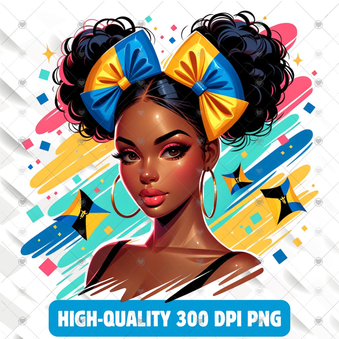 Afro Messy Bun Proud Barbados Png Sublimation Design Download, Afro ...