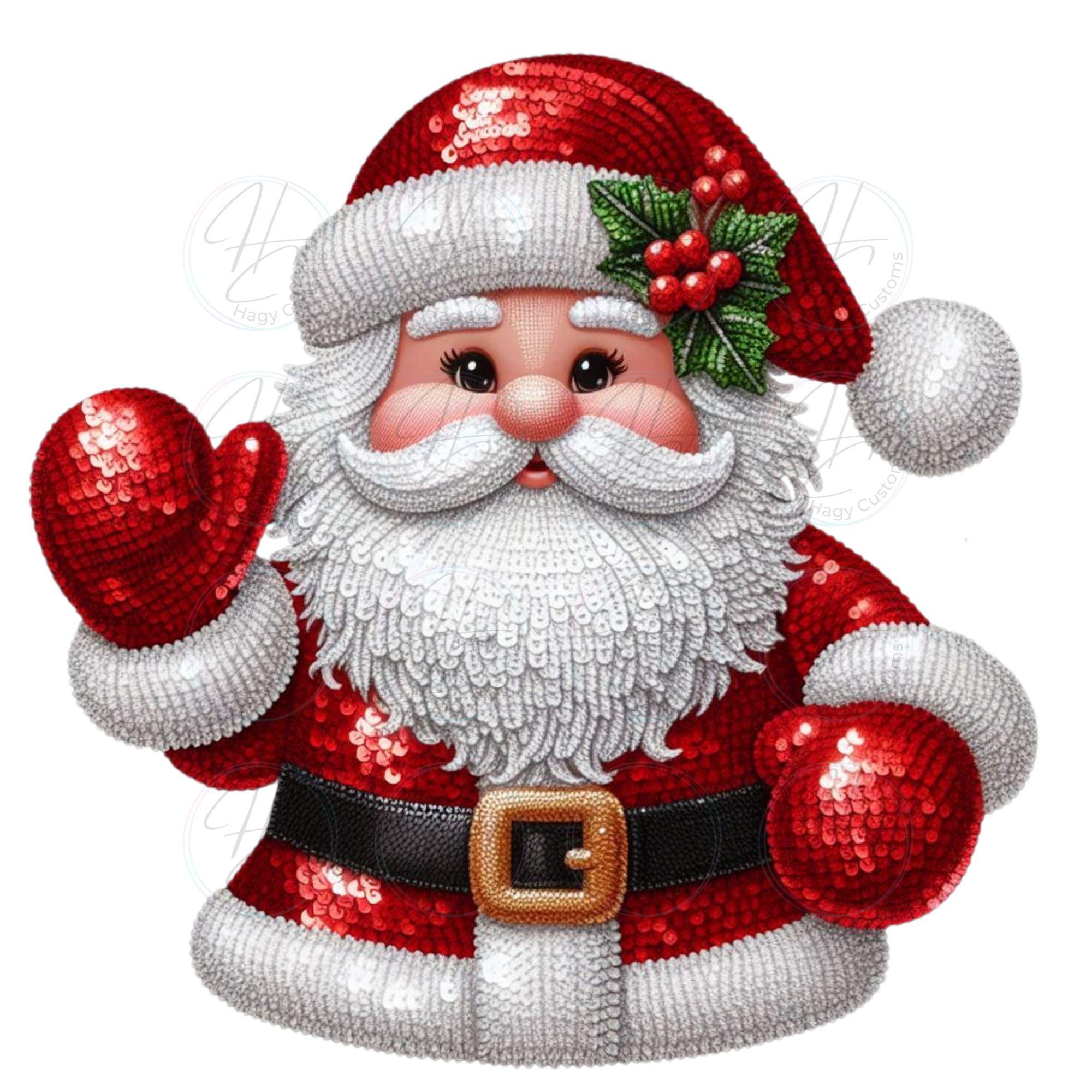 Sequin Santa, Faux Sequin Christmas, Santa, Digital PNG, Sublimation ...