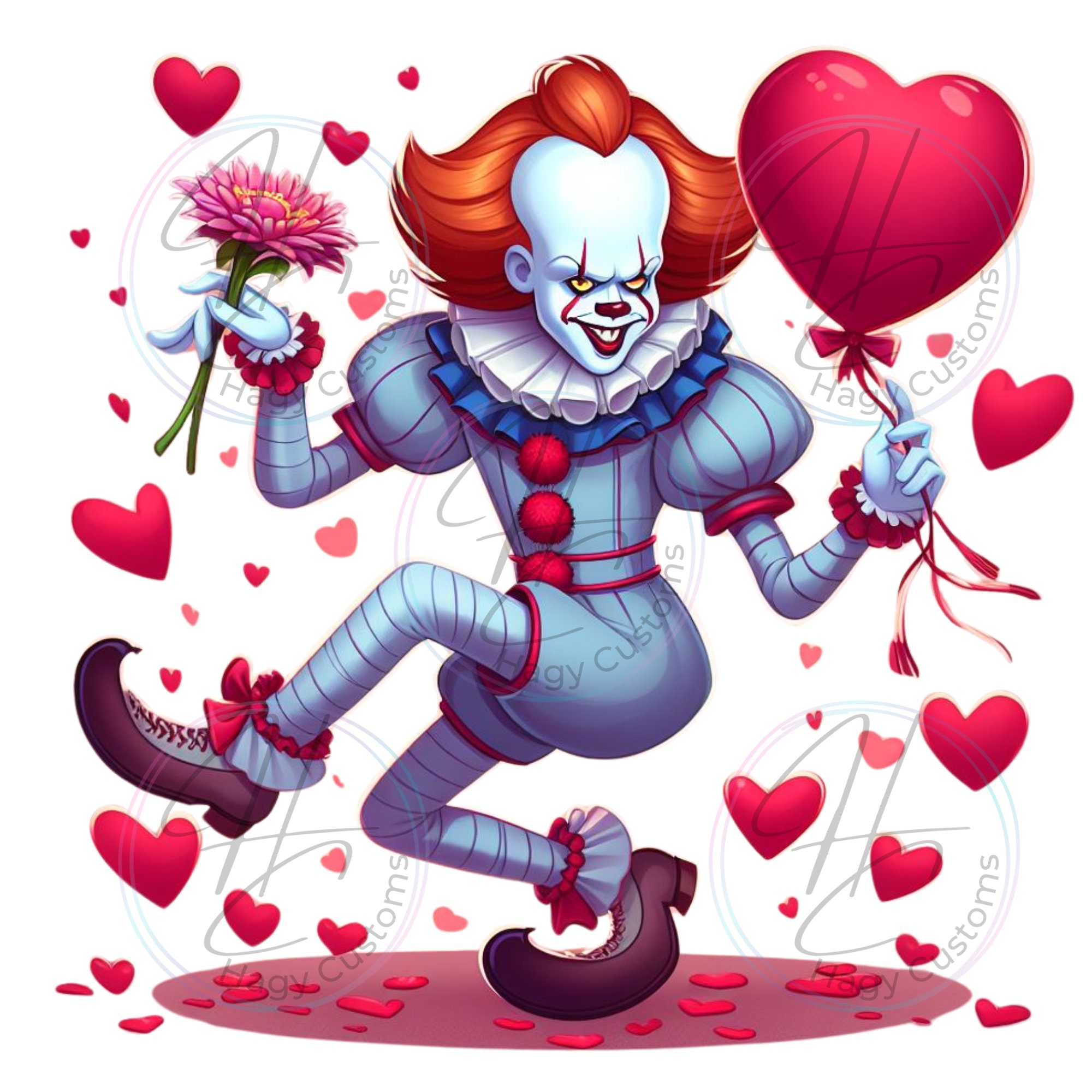 Horror Valentine Clown, Pennywise, PNG, for Sublimation or DTF Printing ...