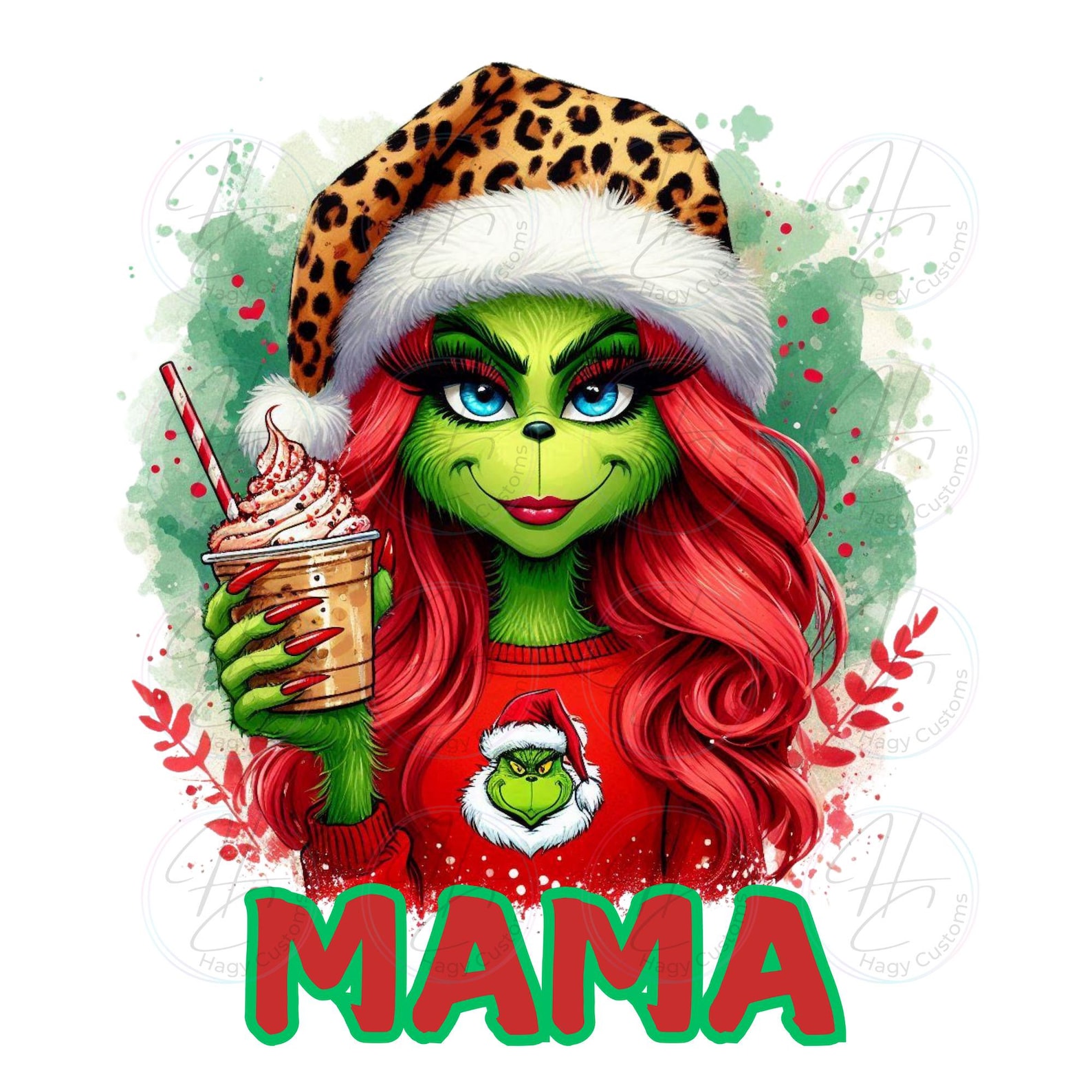 Watercolor, Green Mama, Red Hair Mama, Christmas Mama, Boujie ...