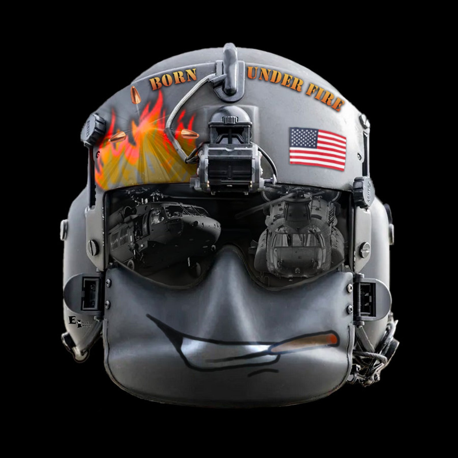 Helicopter Aviation Helmet (born Under Fire) - Etsy
