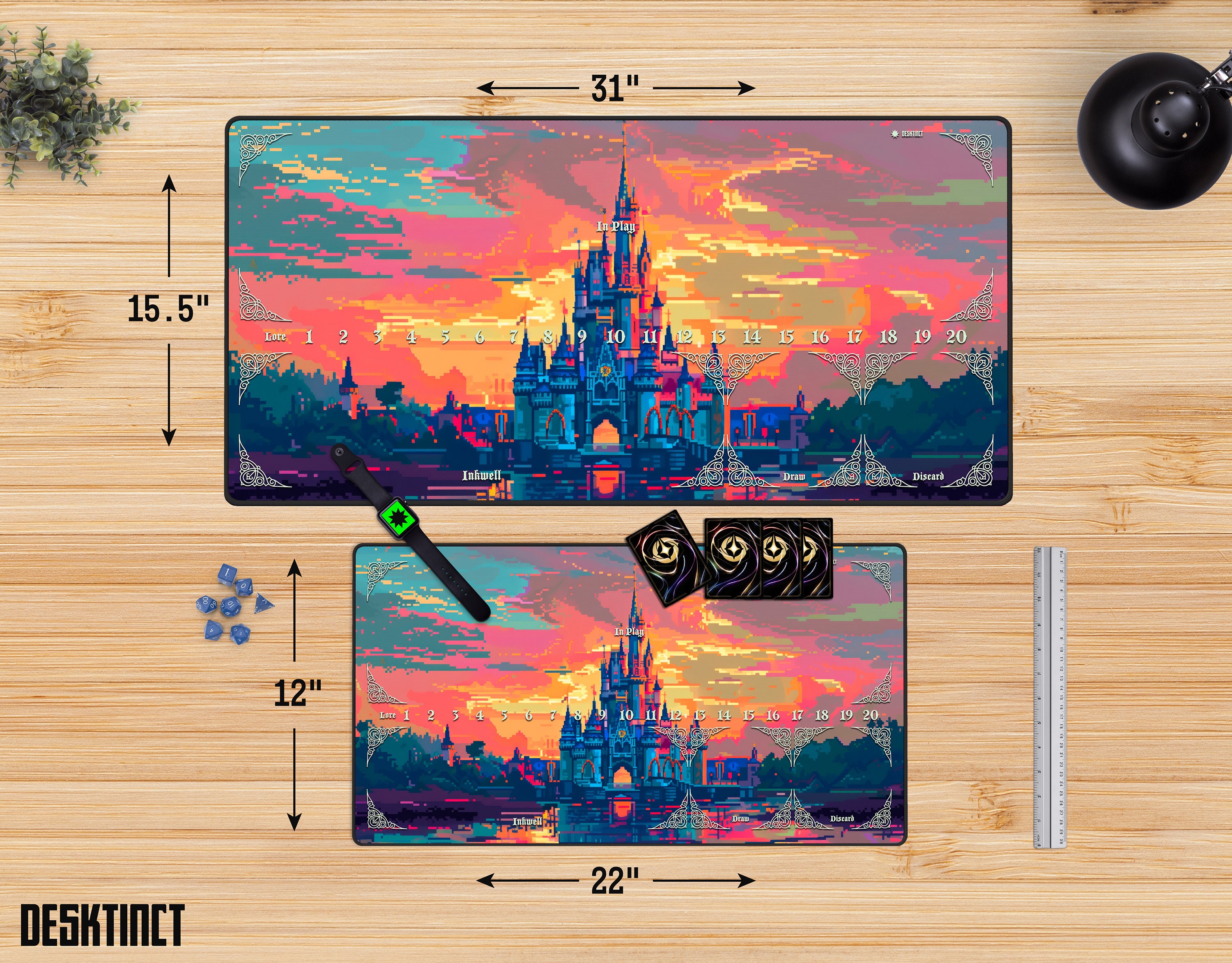Lorcana Playmat, 8-bit Castle, Lorcana Mat, Desk Mat, TCG Mat, Orange ...