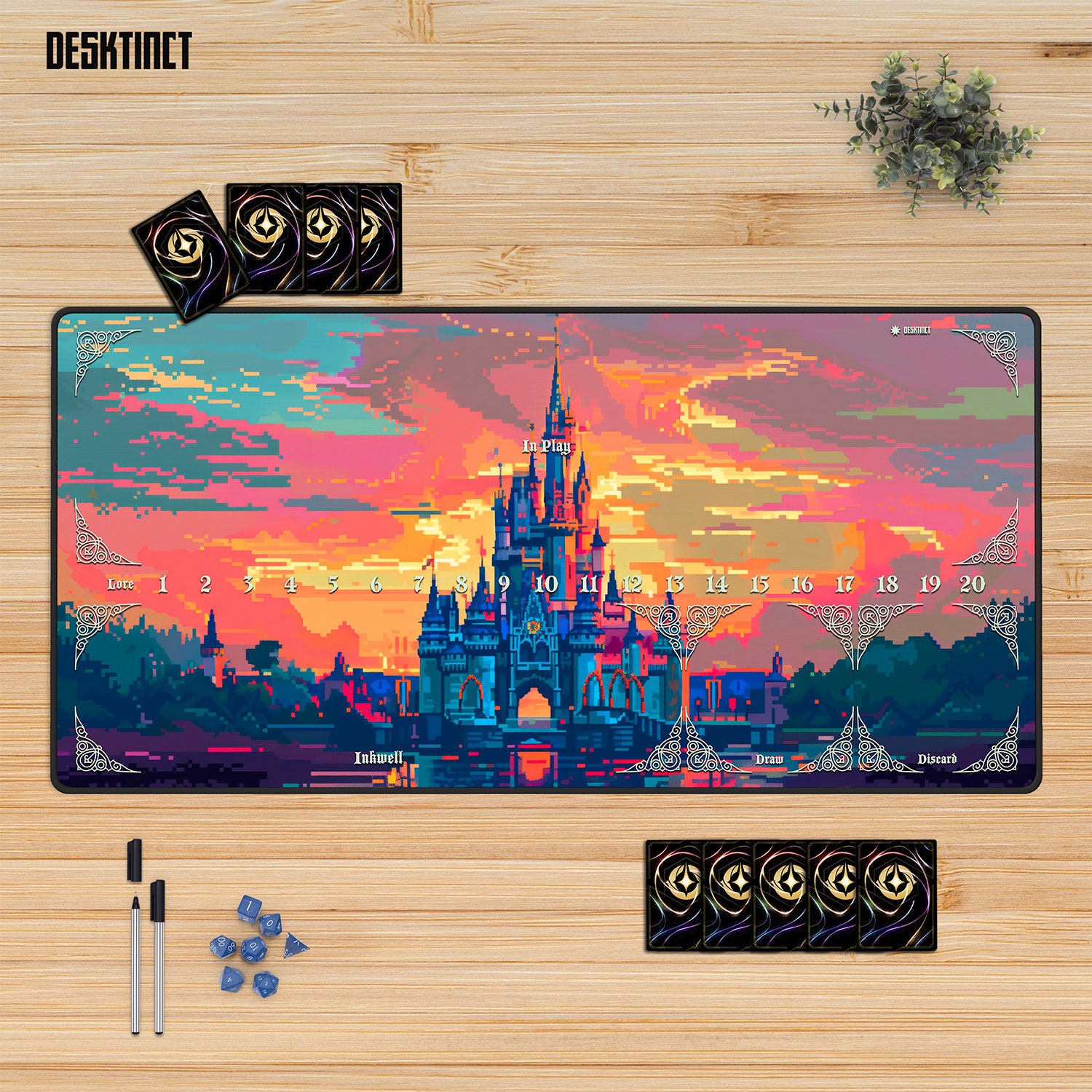 Lorcana Playmat, 8-bit Castle, Lorcana Mat, Desk Mat, TCG Mat, Orange ...