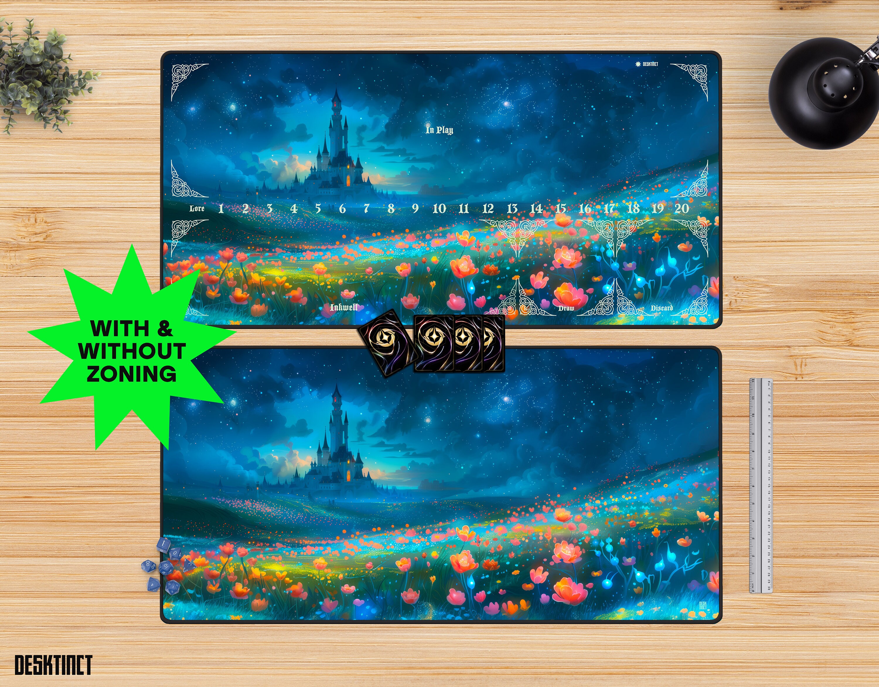 Lorcana Playmat, Neon Flower Castle TCG Mat, Lorcana Card Desk Mat ...