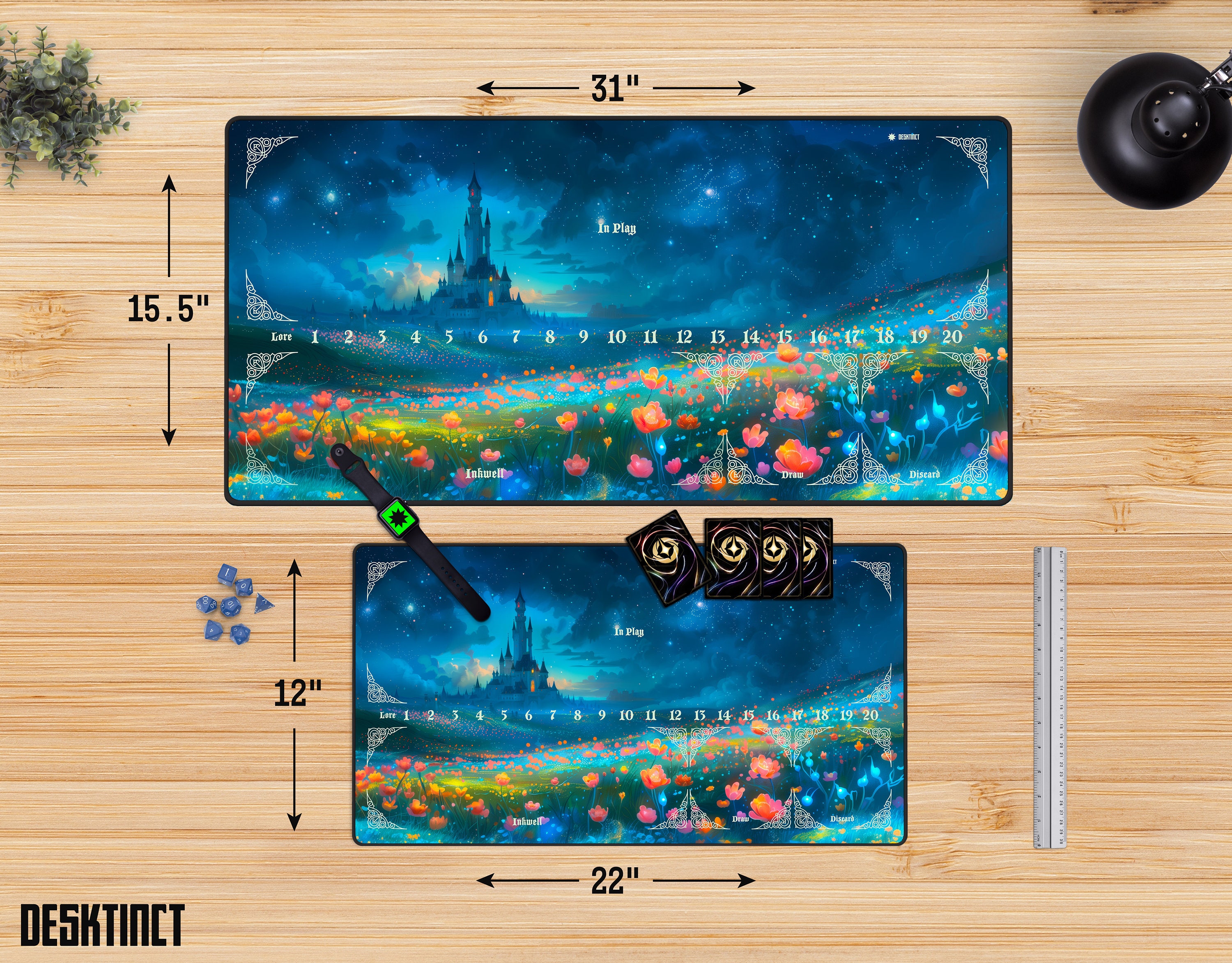 Lorcana Playmat, Neon Flower Castle TCG Mat, Lorcana Card Desk Mat ...
