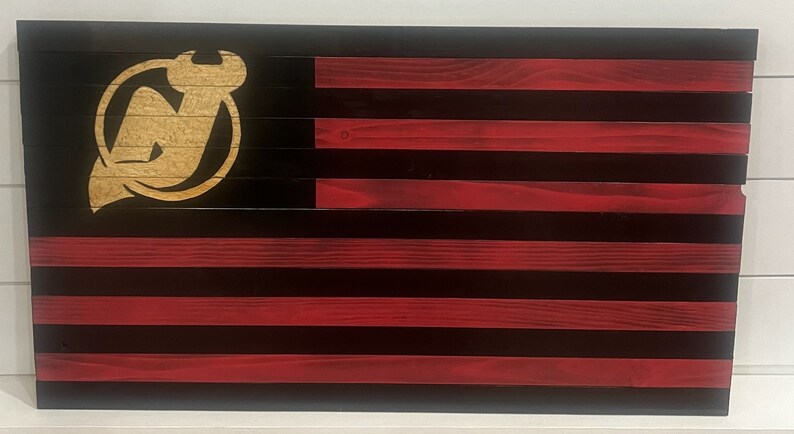 New Jersey Devils Wooden Rustic Flag 30X17 - Etsy