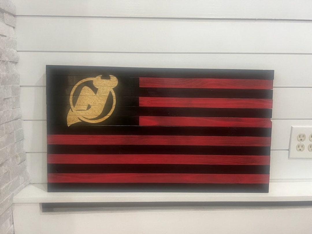 New Jersey Devils Wooden Rustic Flag 30X17 - Etsy