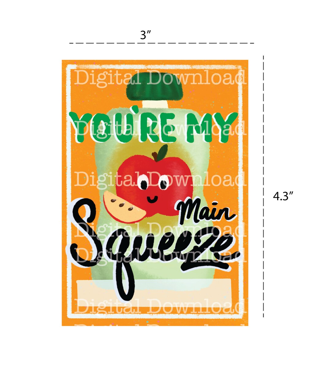Printable Valentine's Day Card - You're My Main Squeeze - Etsy