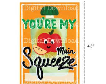 Printable Lemon Greeting Card, You're My Main Squeeze, Pun Card ...