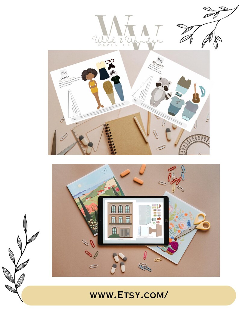 Millie Printable Paper Doll Set - Instant Download Dress up Activity ...