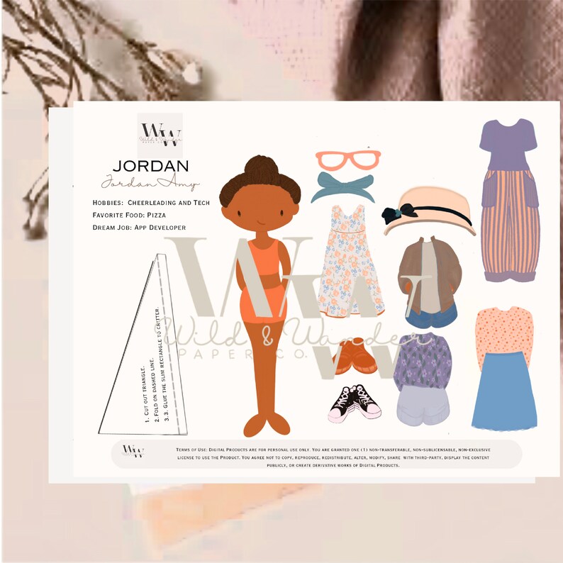 Jordan Paper Doll, Digital Download Pretend Play, Printable Craft ...