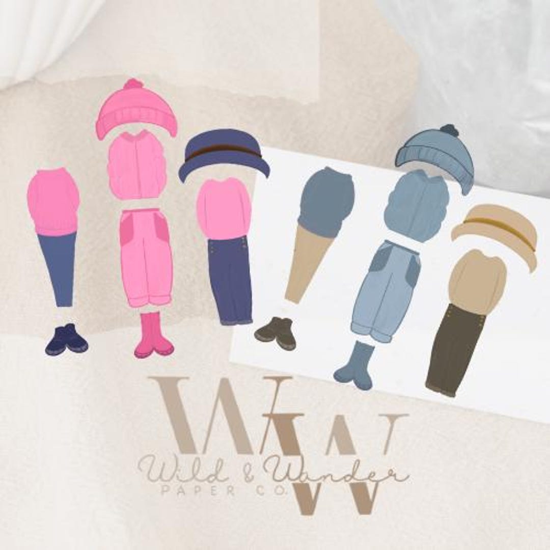 Winter Printable Paper Doll Accessories Set - Instant Download Dress up ...