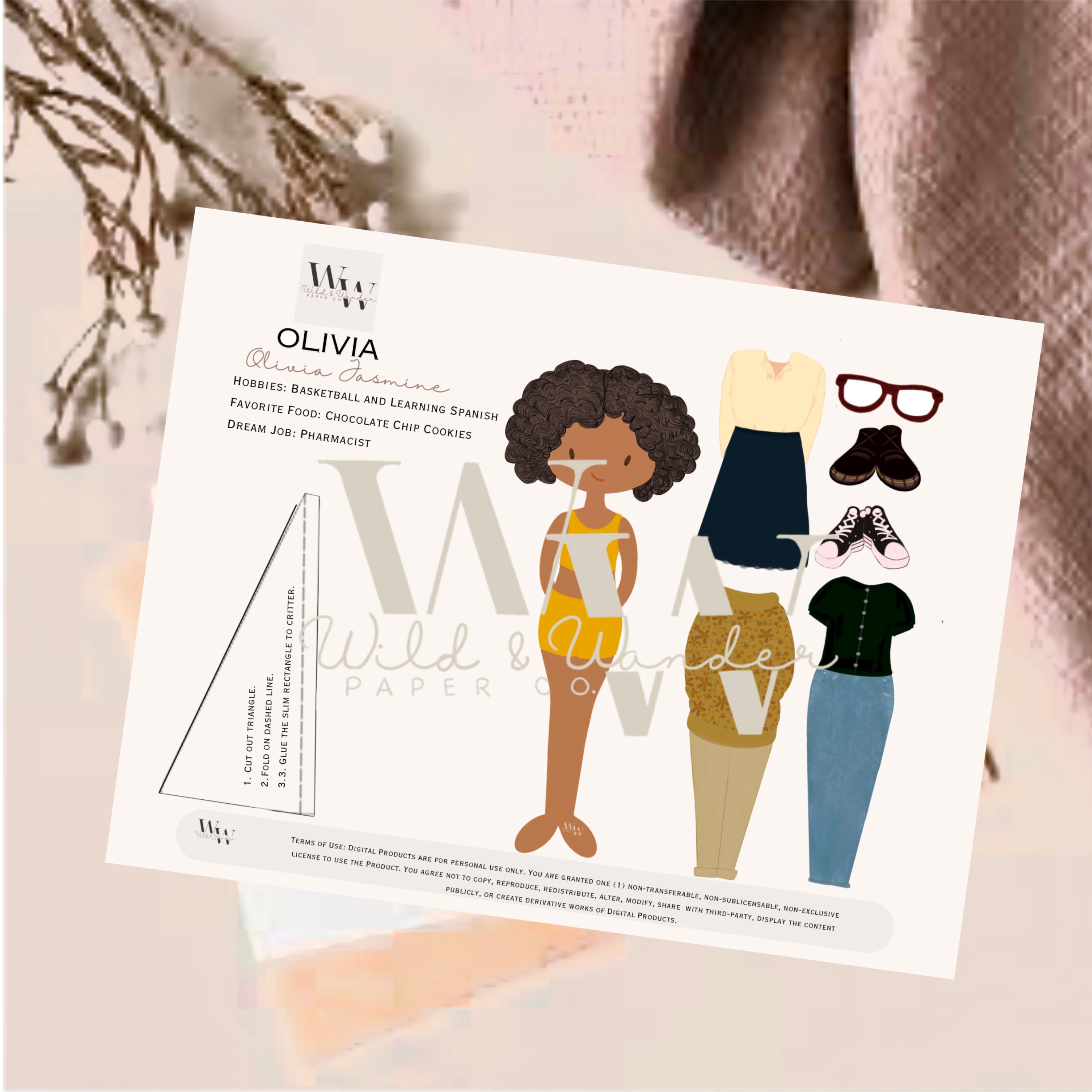 Olivia- Paper Doll Digital Download Pretend Play, Birthday Gift ...