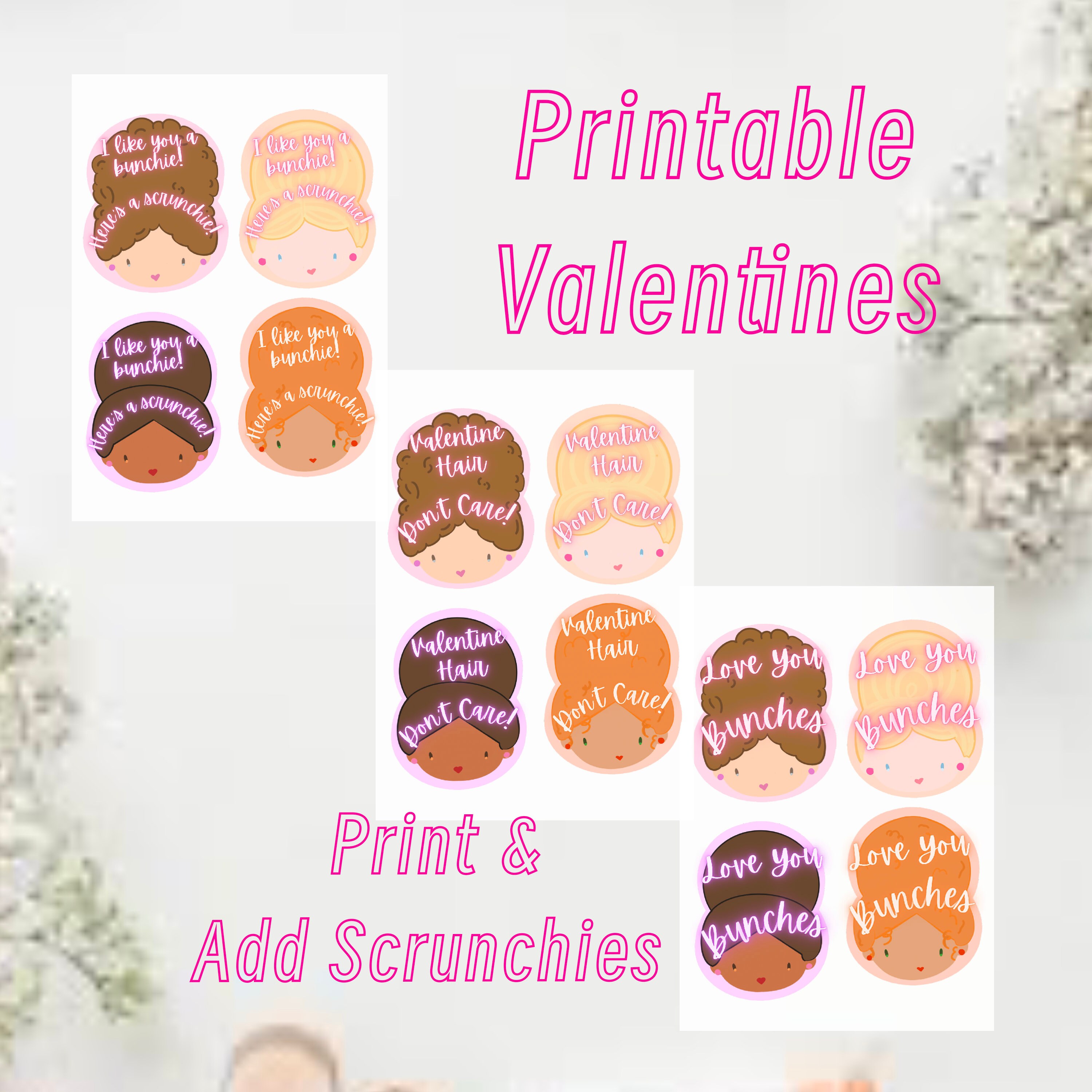 Personalized Scrunchie Valentine Valentines Day Printable, Printable ...