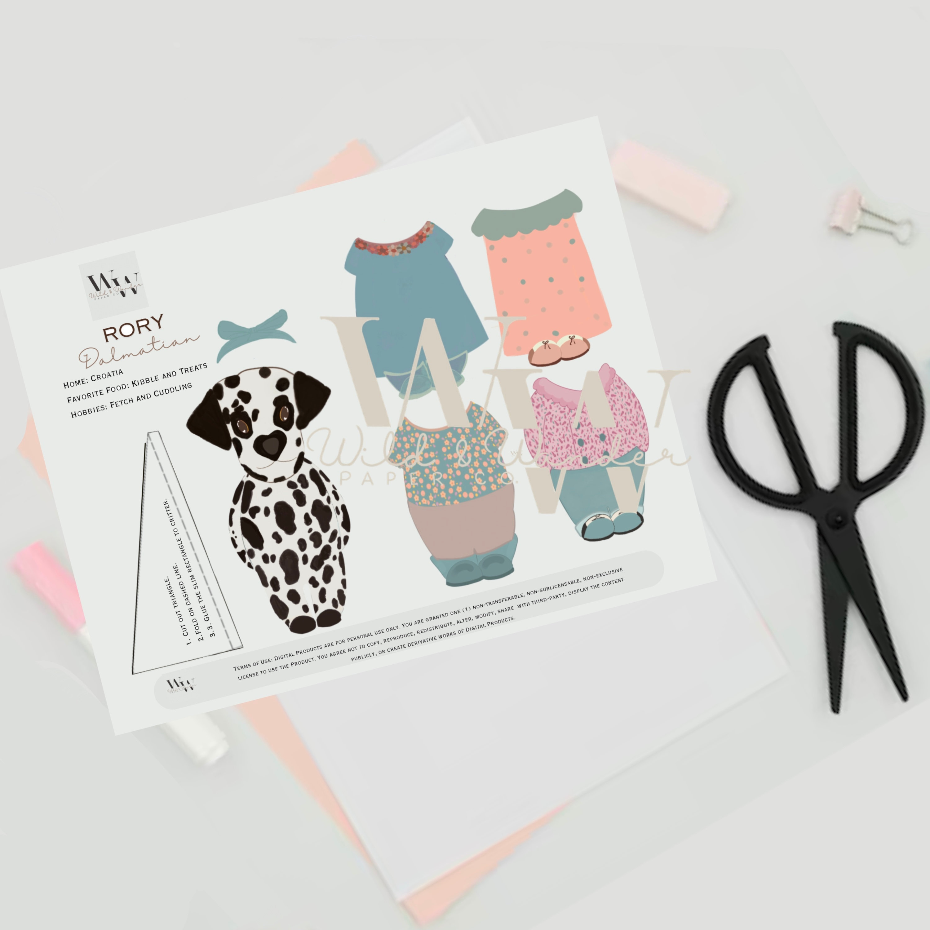 Dalmatian Paper Doll – Rory, Printable Puppy Pretend Play (digital ...