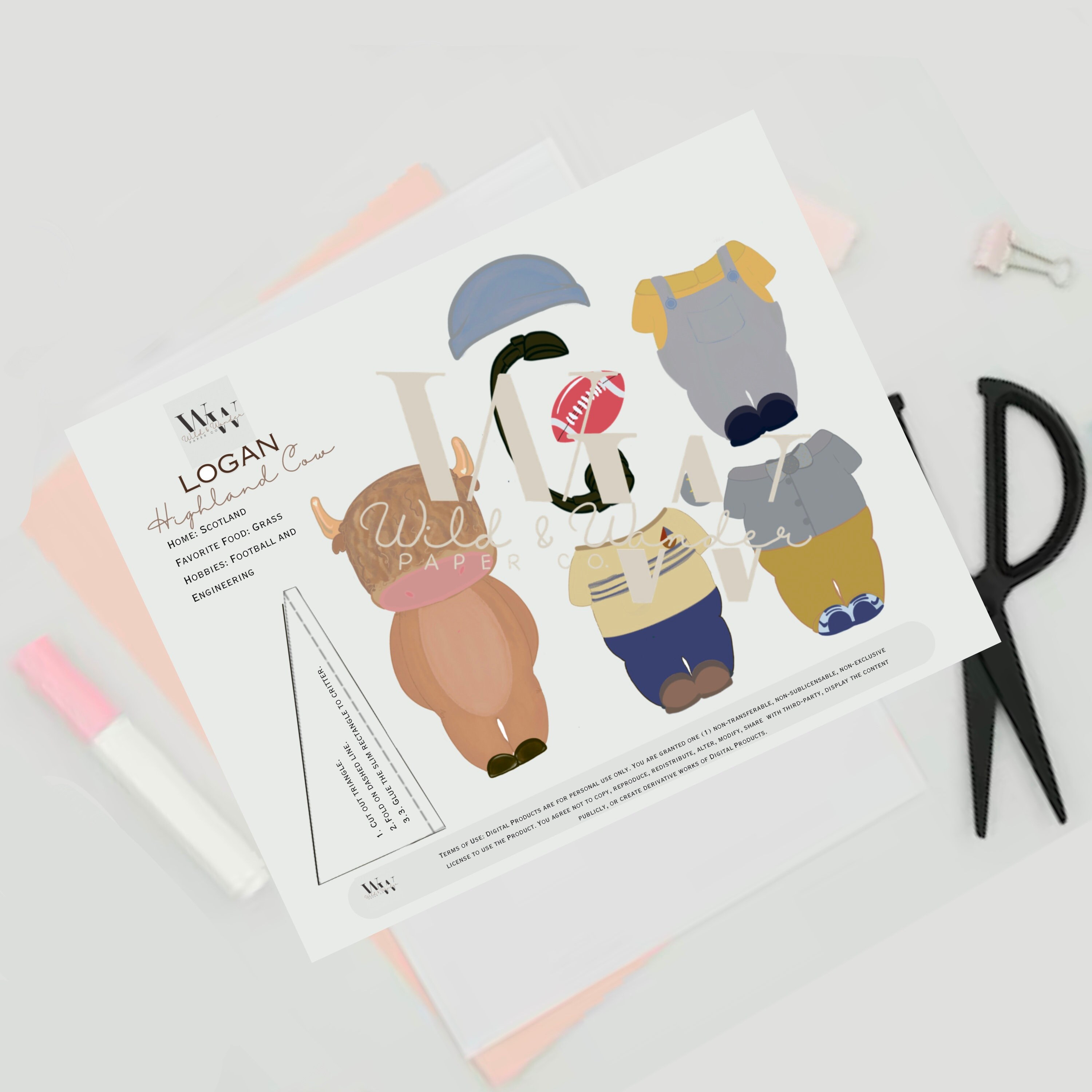 Logan Highland Cow Paper Doll – Printable Craft (digital Download) - Etsy