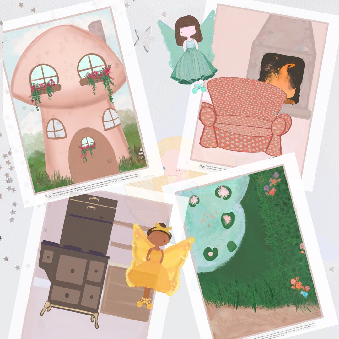 Mushroom Fairy Paper Doll House, Printable Paper Craft, Digital ...