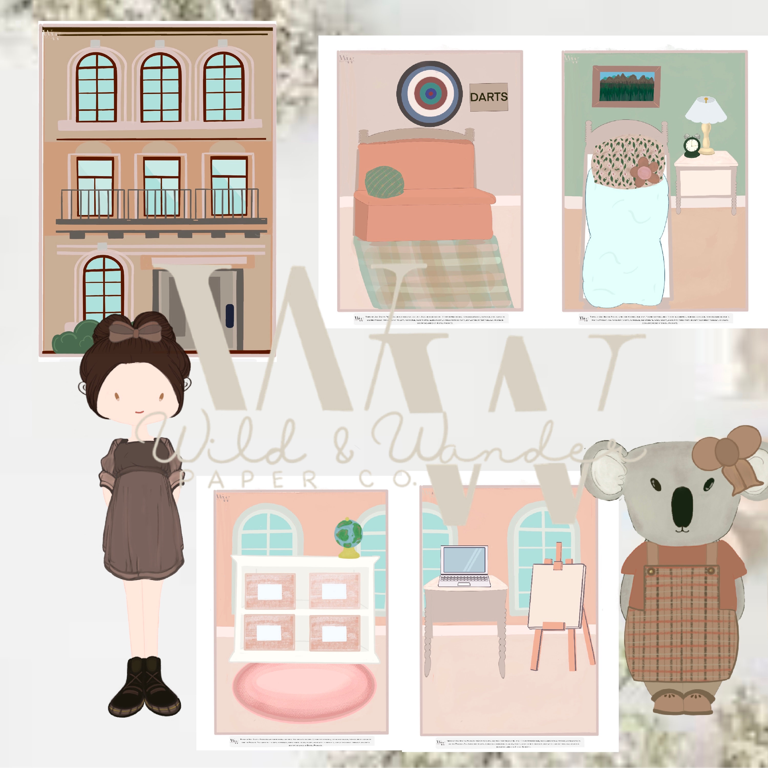 Brown Paper Doll House, Printable Paper Craft, Digital Download, Doll ...