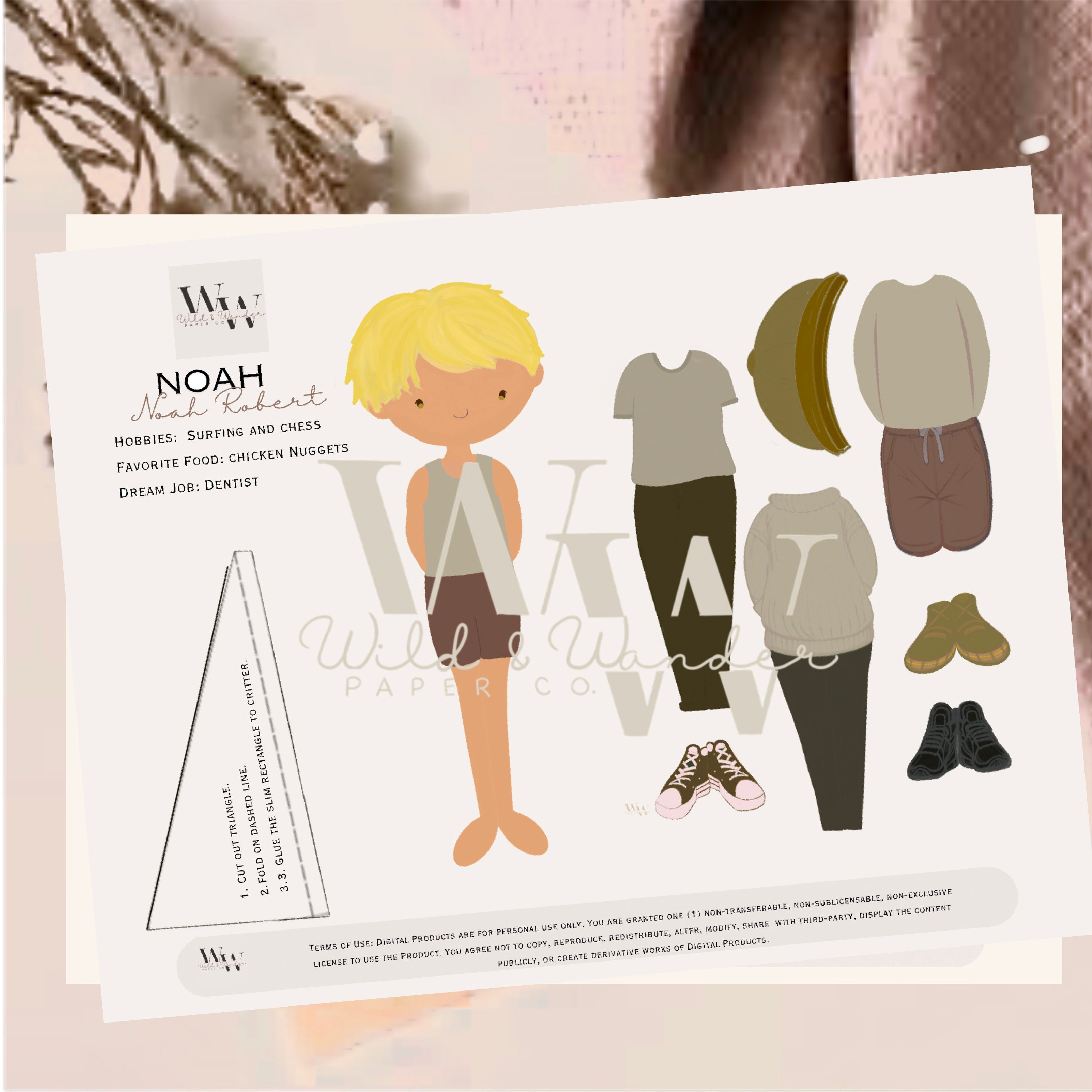 Noah Boy Paper Doll, Digital Download Pretend Play, Printable Craft ...
