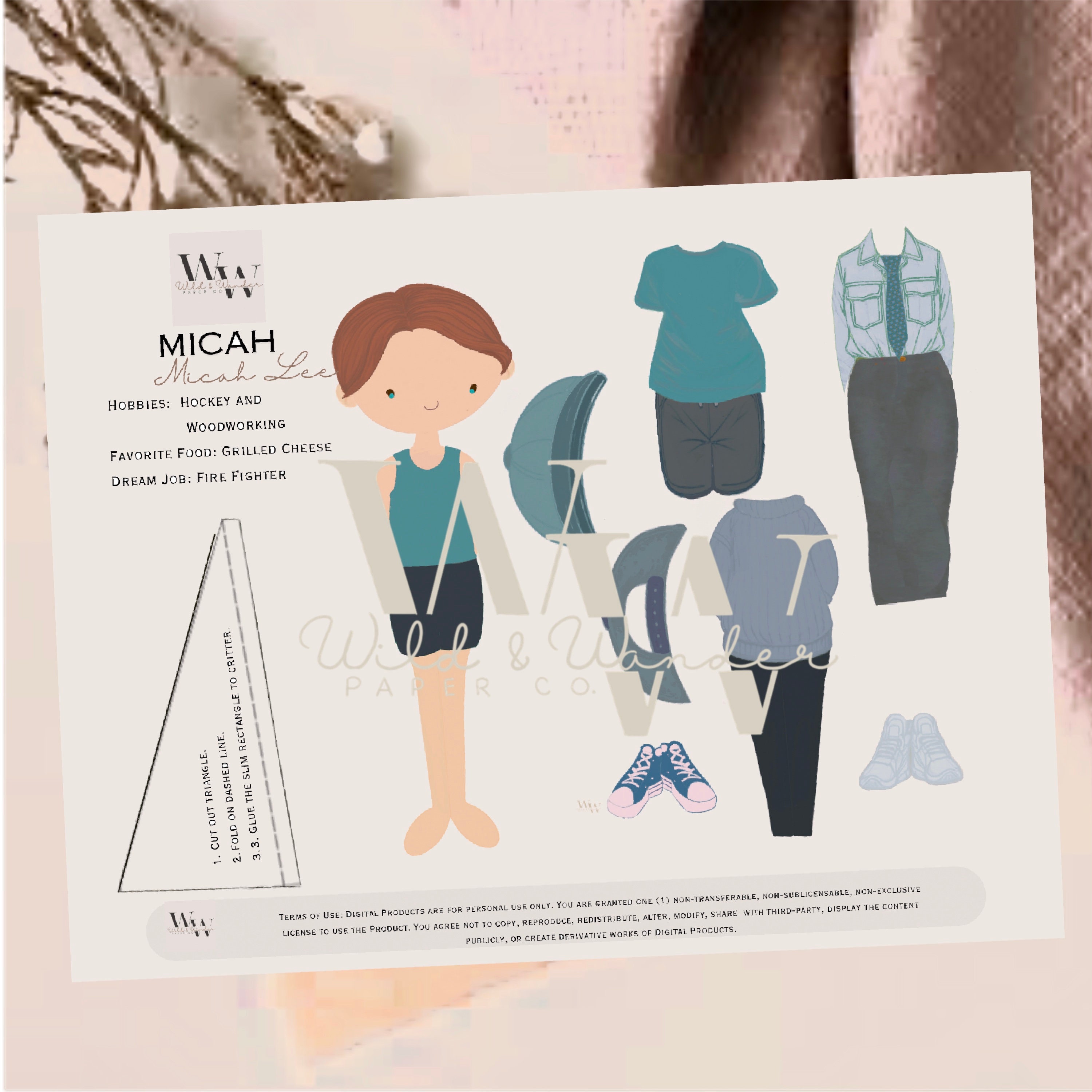 Micah Boy Paper Doll, Digital Download Pretend Play, Printable Craft ...