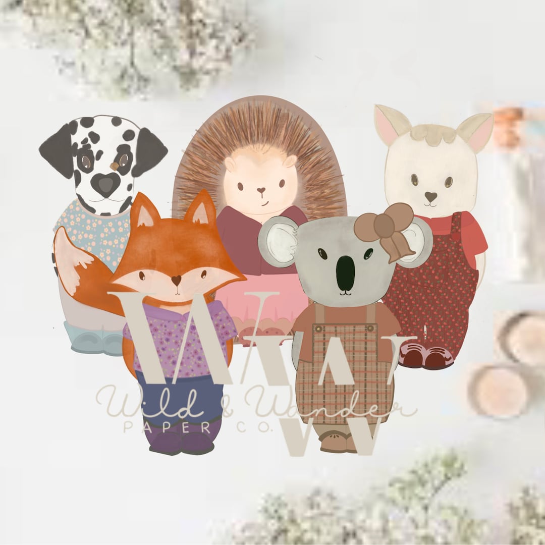 Set of 5 Girl Critters, Digital Download Pretend Play, Birthday Gift ...