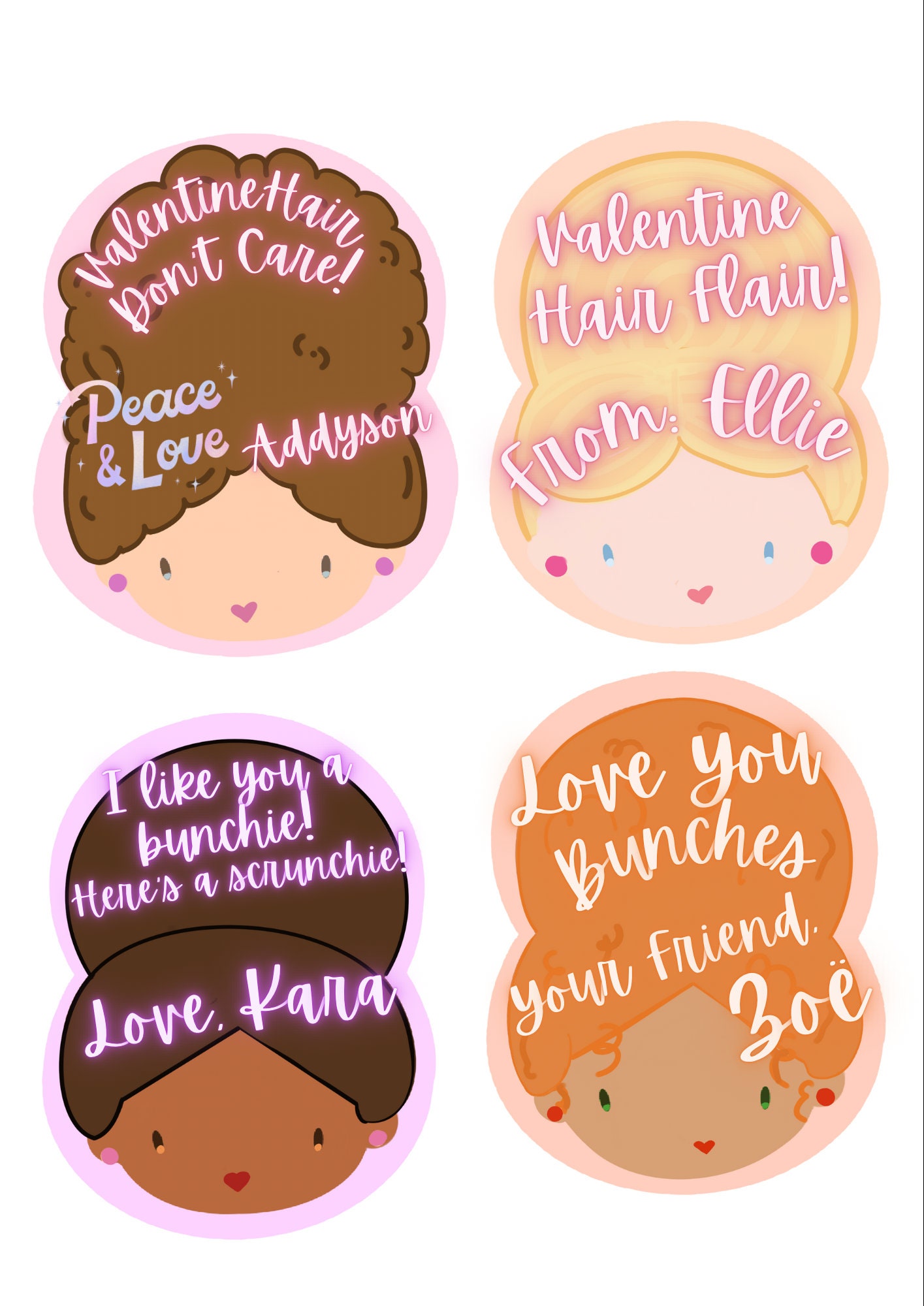 Personalized Scrunchie Valentine Valentines Day Printable, Printable ...