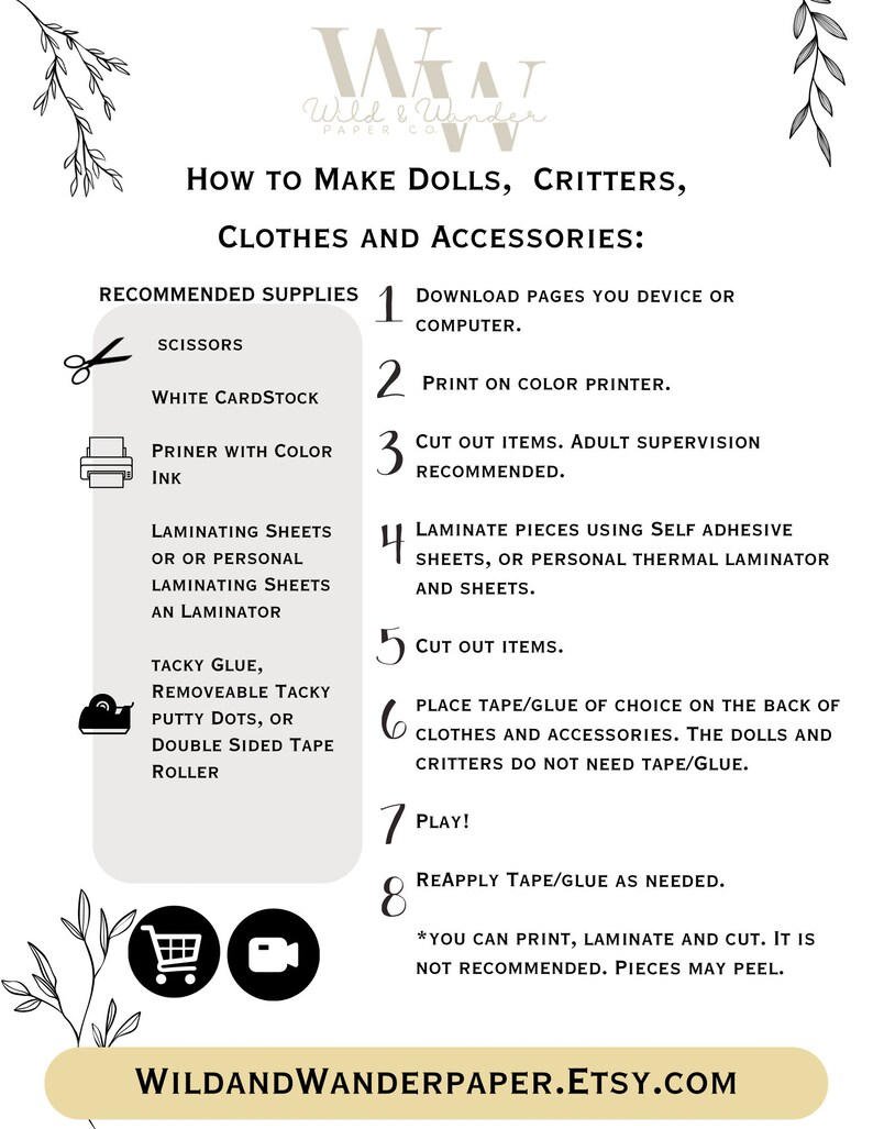 Cami Lou- Paper Doll Digital Download Pretend Play, Printable Craft ...